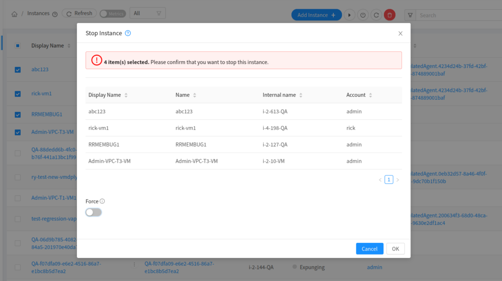 Enable Bulk Actions via the CloudStack UI - ShapeBlue